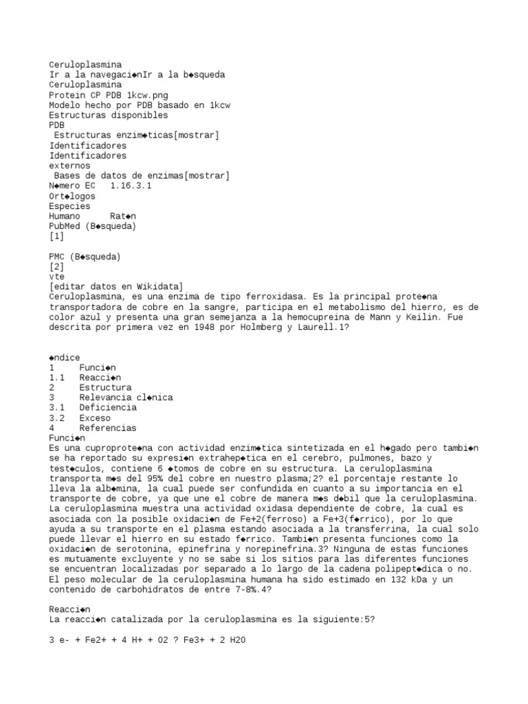 Ceruloplasmina | PDF | Química | Procesos celulares
