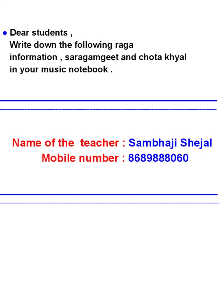 Raag - Des Lesson For STD 6th | PDF