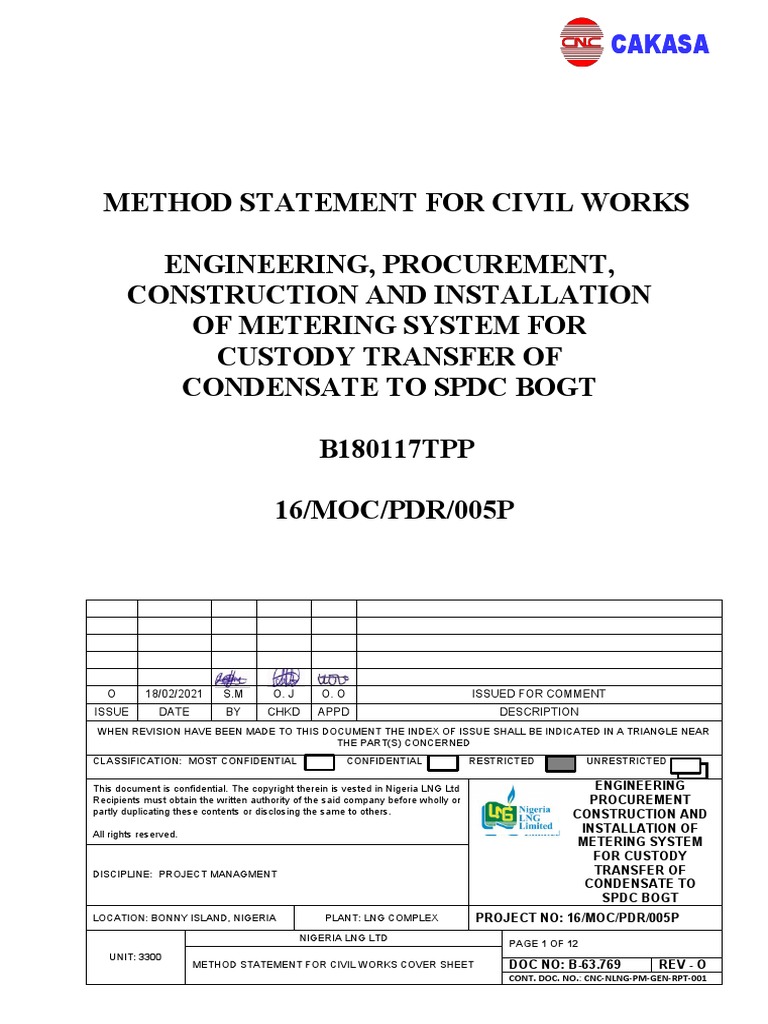 Method Statement Civil Works | PDF | Concrete | Surveying