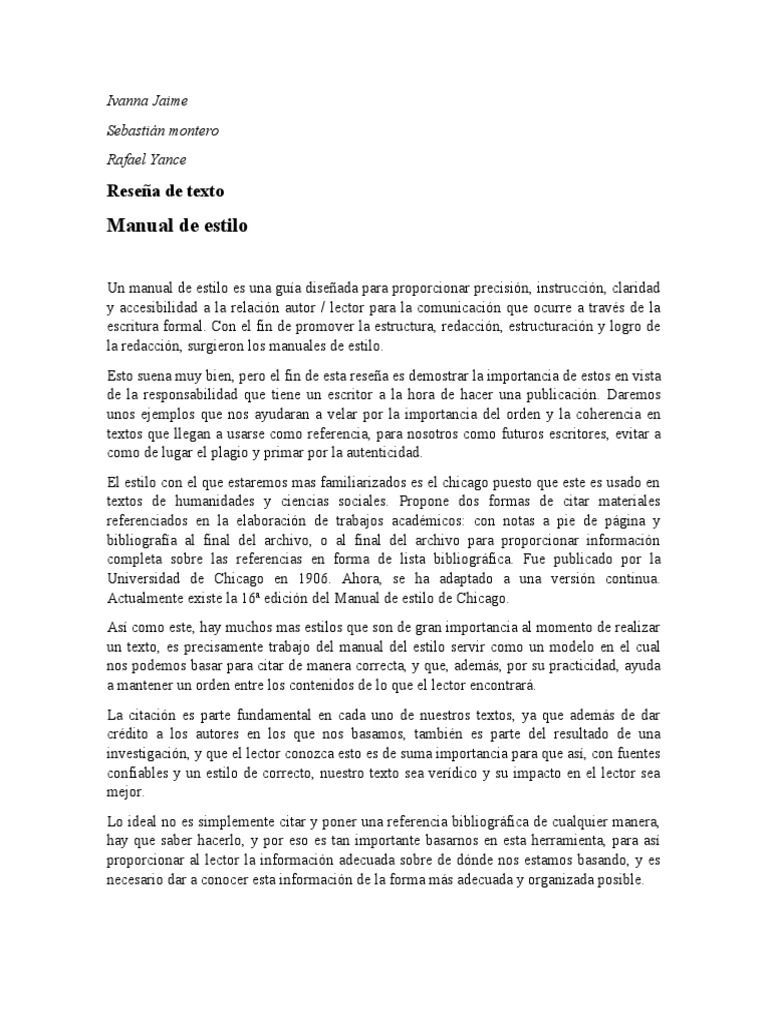 Reseña Manual de Estilos | PDF | Información | Estilo apa