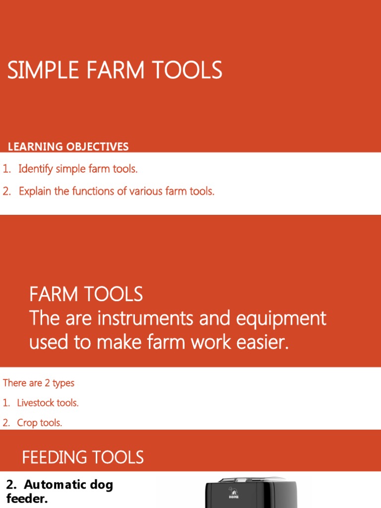 Simple Farm Tools: Learning Objectives | PDF
