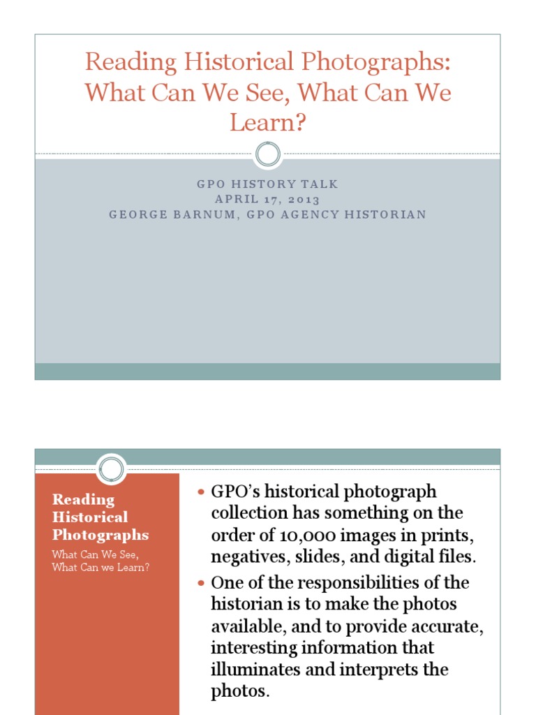 Reading Historical Photographs: What Can We See, What Can We Learn ...