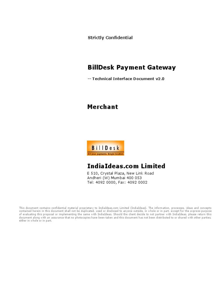Billdesk PG Integrtaion Kit V2 | PDF | Computing | Financial Transaction