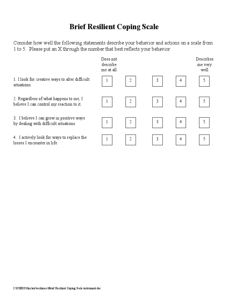 Measuring Resilience: A Brief Self-Assessment of Coping Strategies and ...
