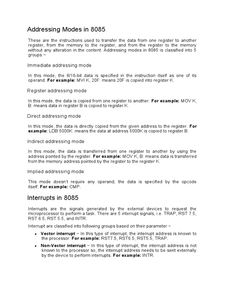 Addressing Modes and Instructions in 8085 | Download Free PDF | Central Processing Unit ...