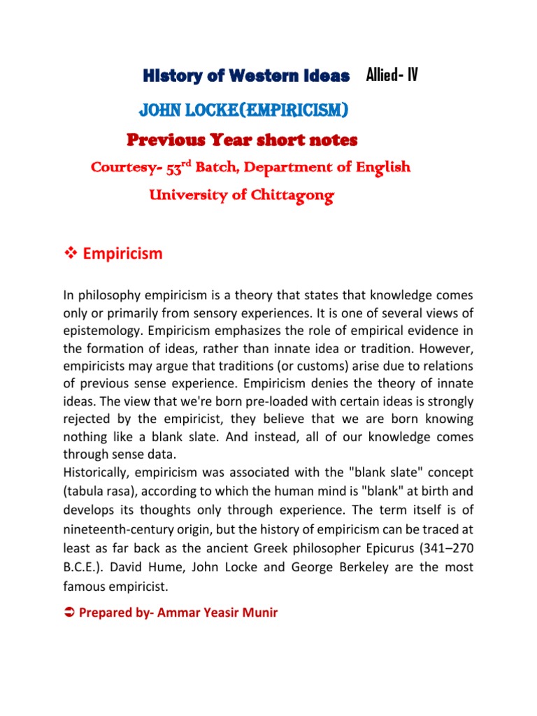 John Locke and Empiricism Explained | PDF | Empiricism | Idea