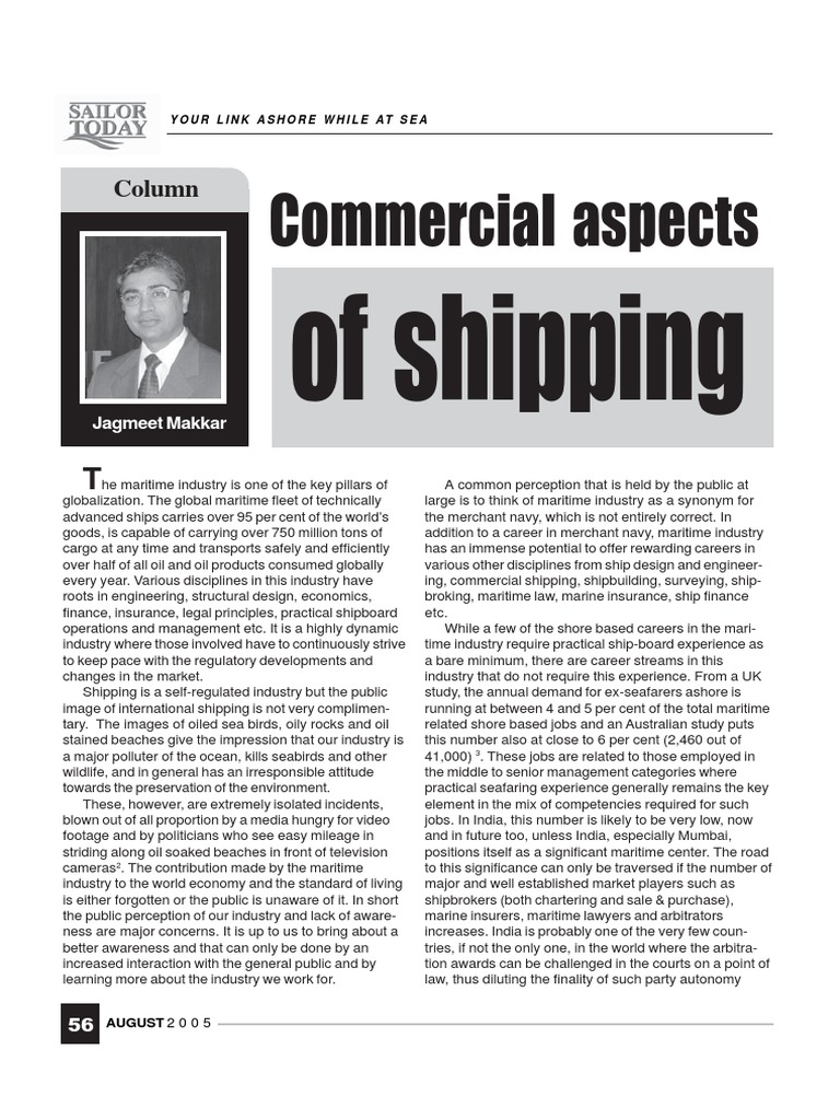 Commercial Aspects: of Shipping | PDF | Sea | Ships