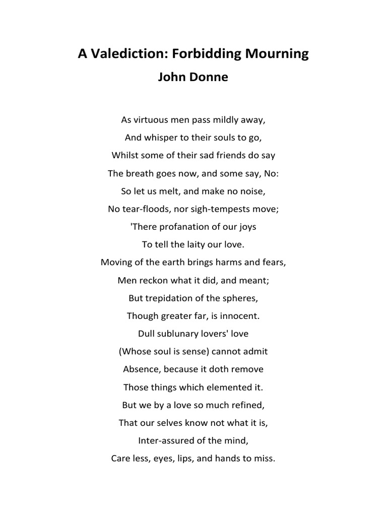 A Valediction Forbidding Mourning by John Donne | PDF