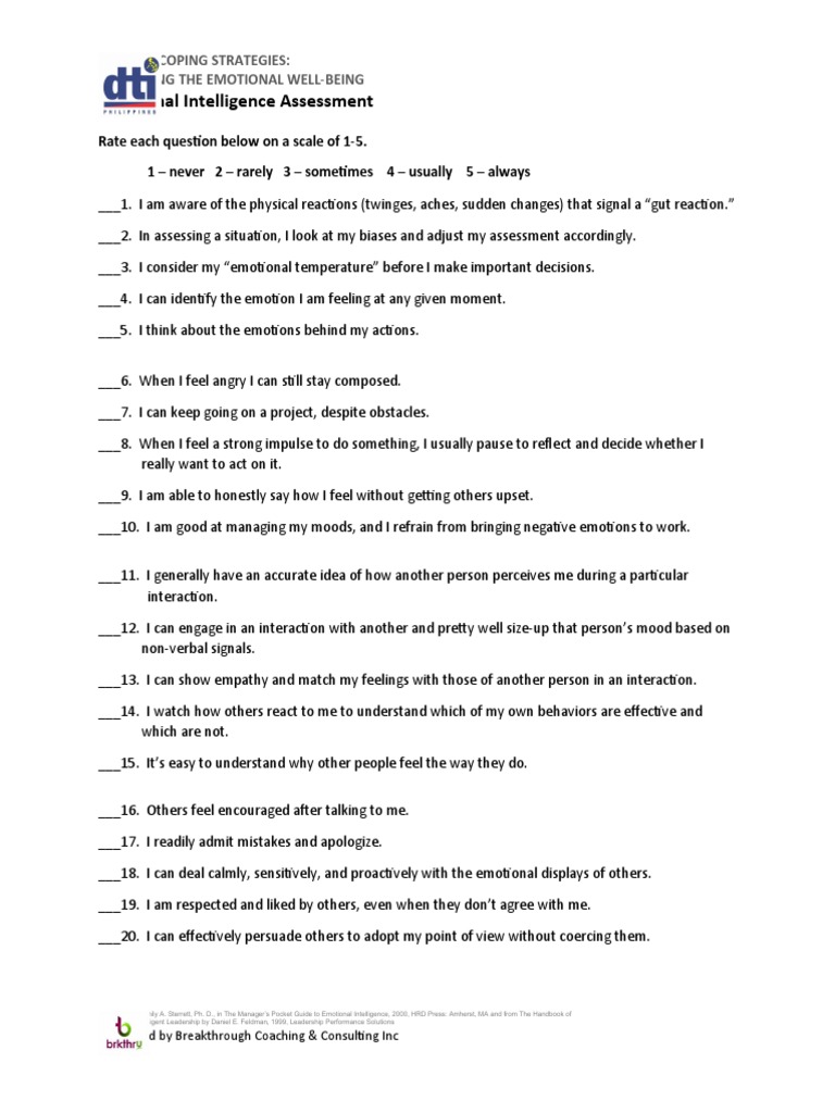 Emotional Intelligence Assessment Tool | PDF | Self-Improvement