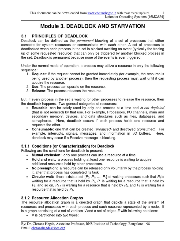 Module 3. Deadlock and Starvation | PDF | Process (Computing) | Library (Computing)