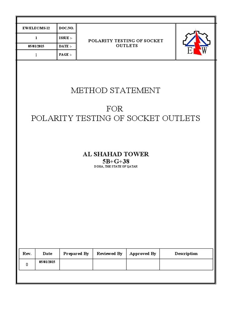 Method Statement - Polarity Test | PDF | Ac Power Plugs And Sockets ...