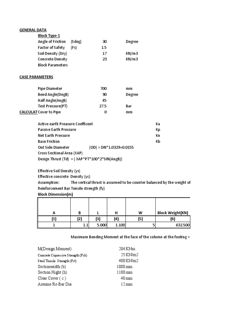 Vertical Thrust Block Design (DN700&DN 800) | PDF | Pressure | Pipe ...
