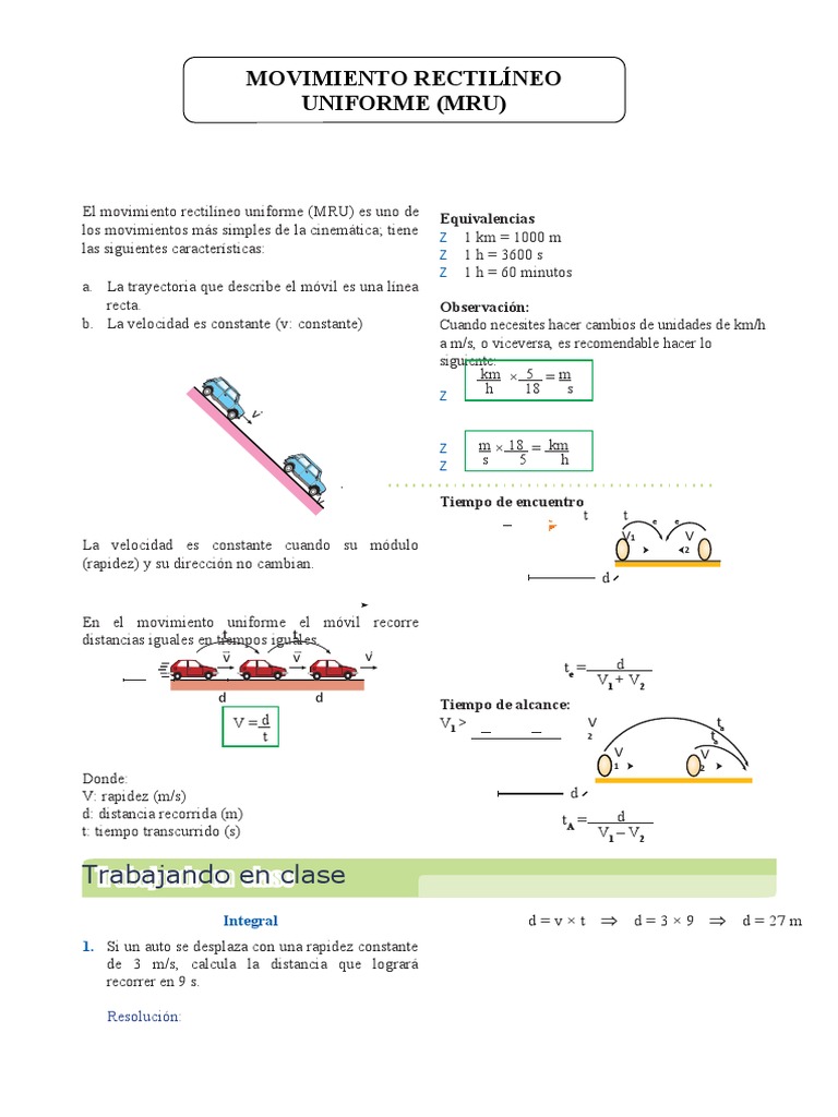 Ejercicios-de-Movimiento-Rectilíneo-Uniforme 10 Agosto | PDF ...