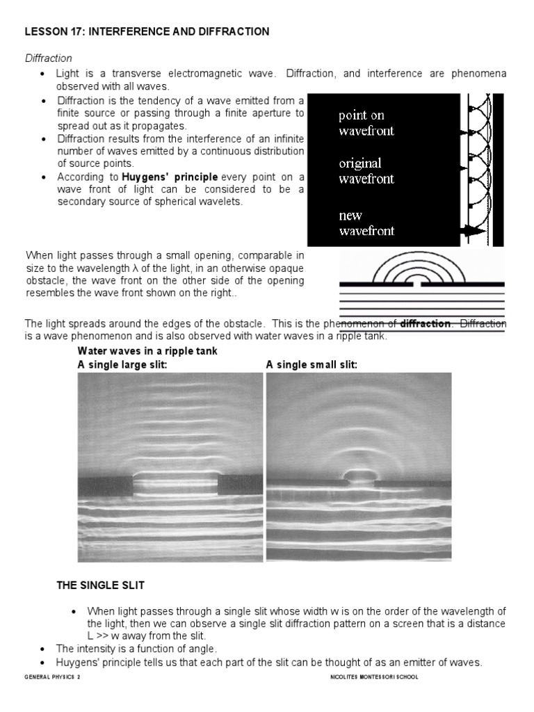 Diffraction: Lesson 17: Interference and Diffraction | Download Free PDF | Diffraction | Special ...