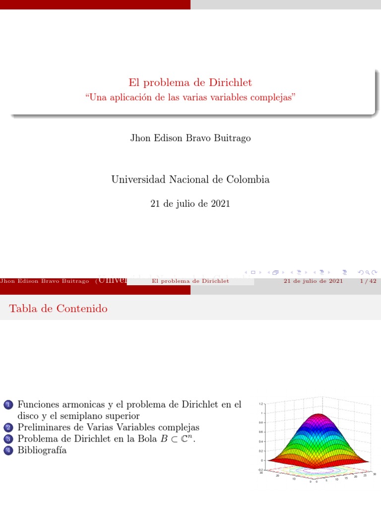 Resolución del problema de Dirichlet para funciones armónicas en el ...