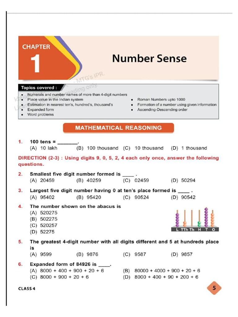 Chapter-1 Number Sense | PDF