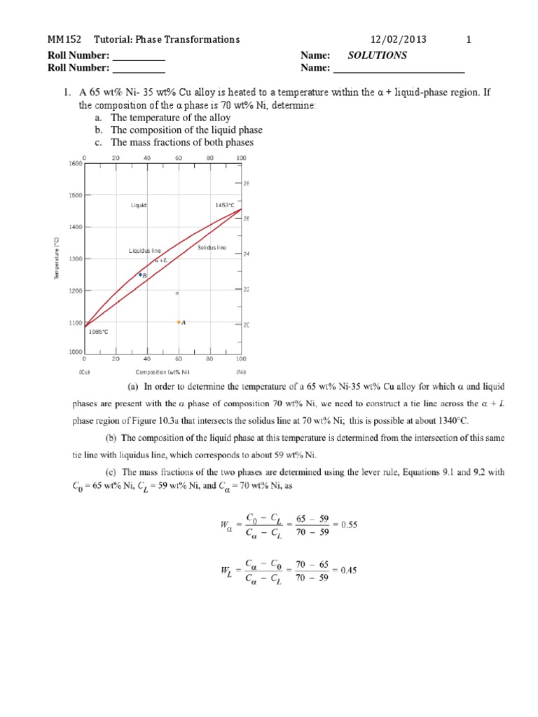 Tutorial - Phase Transformations 2 - Solutions | PDF