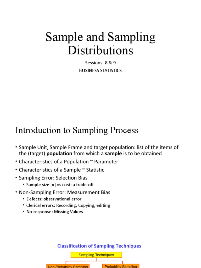 Sessions 8 & 9 - Sample and Sampling Distributions | PDF | Standard Error | Standard Deviation