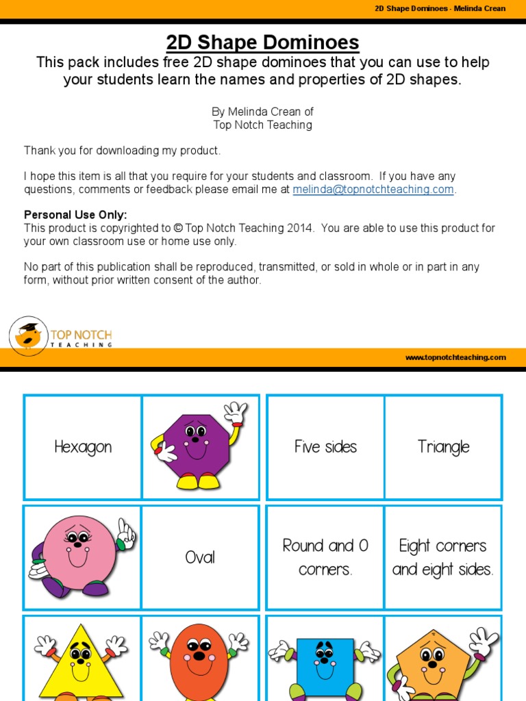 2dShapeDominoesV1 0-1 | PDF | Geometric Shapes | Elementary Geometry