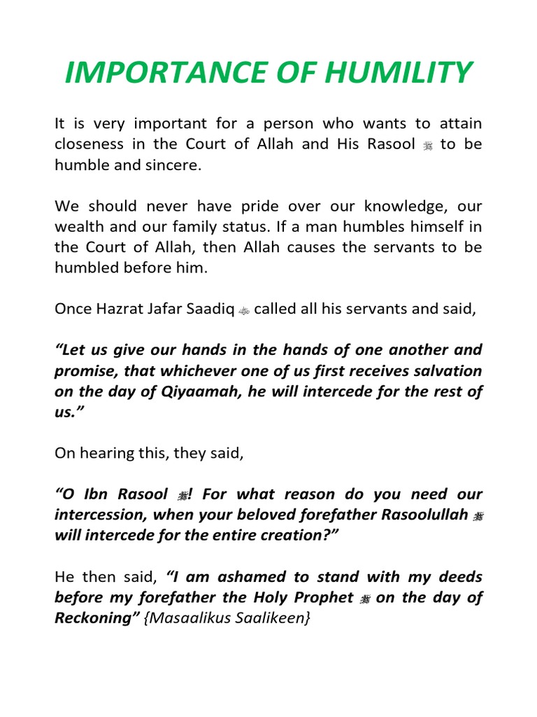Importance of Humility | PDF
