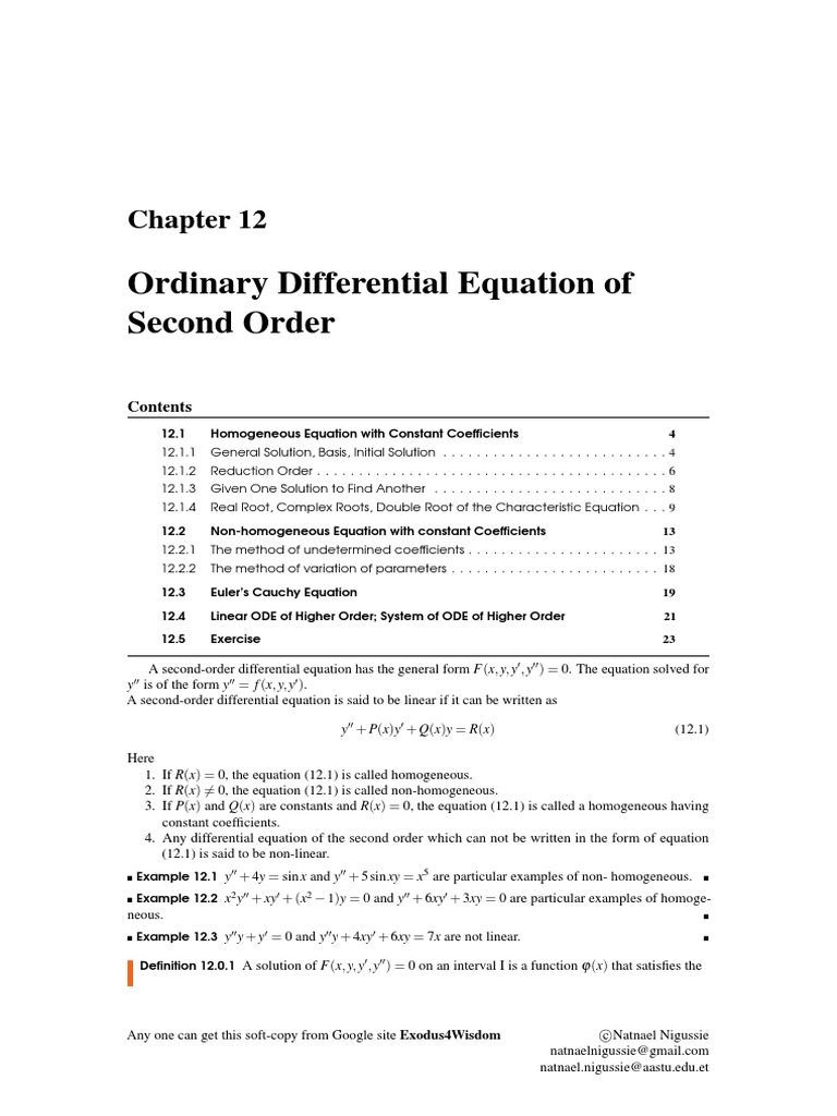 Ode 2nd Math | PDF | Ordinary Differential Equation | Calculus