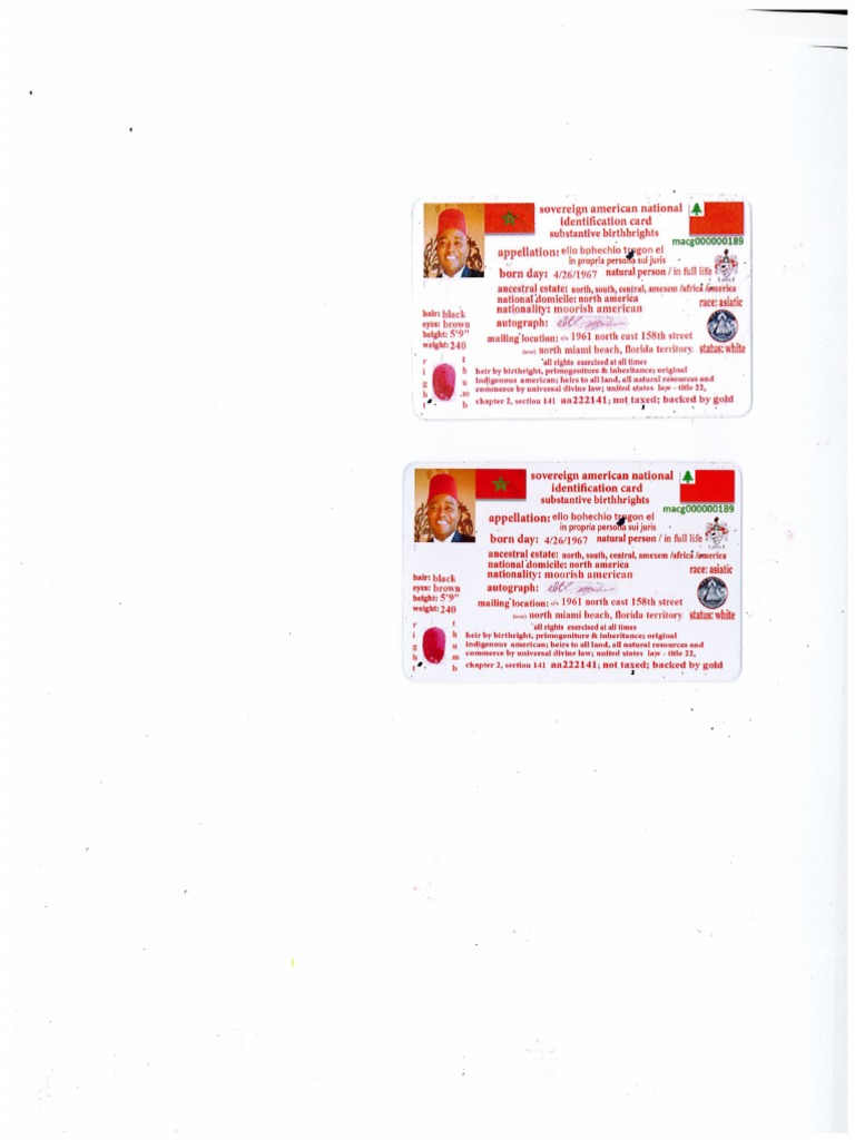 Allodial American National Identification Card To Marion County Judge ...