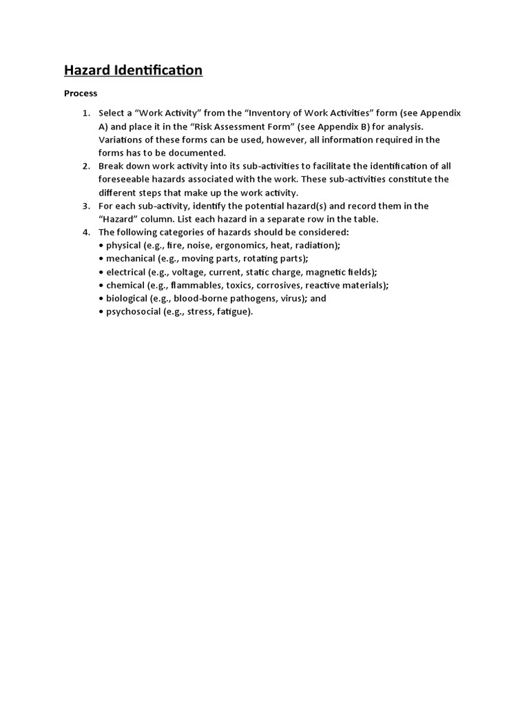 Hazard Identification: Process | PDF | Risk | Matrix (Mathematics)