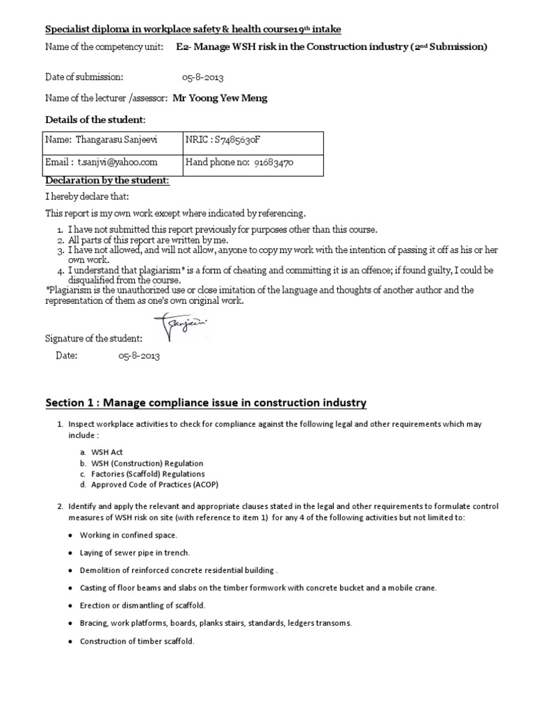 Manage WSH Risk in The-Construction VLC0651 | PDF | Electrical Wiring ...
