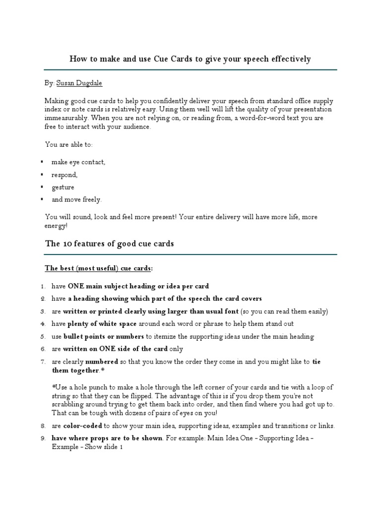 How To Make and Use Them To Give Your Speech Effectively | PDF | Career ...