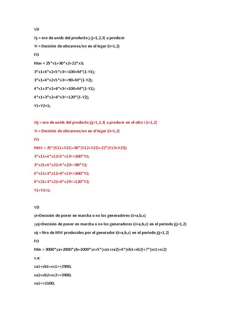 Programacion Lineal Entera Mixta | PDF