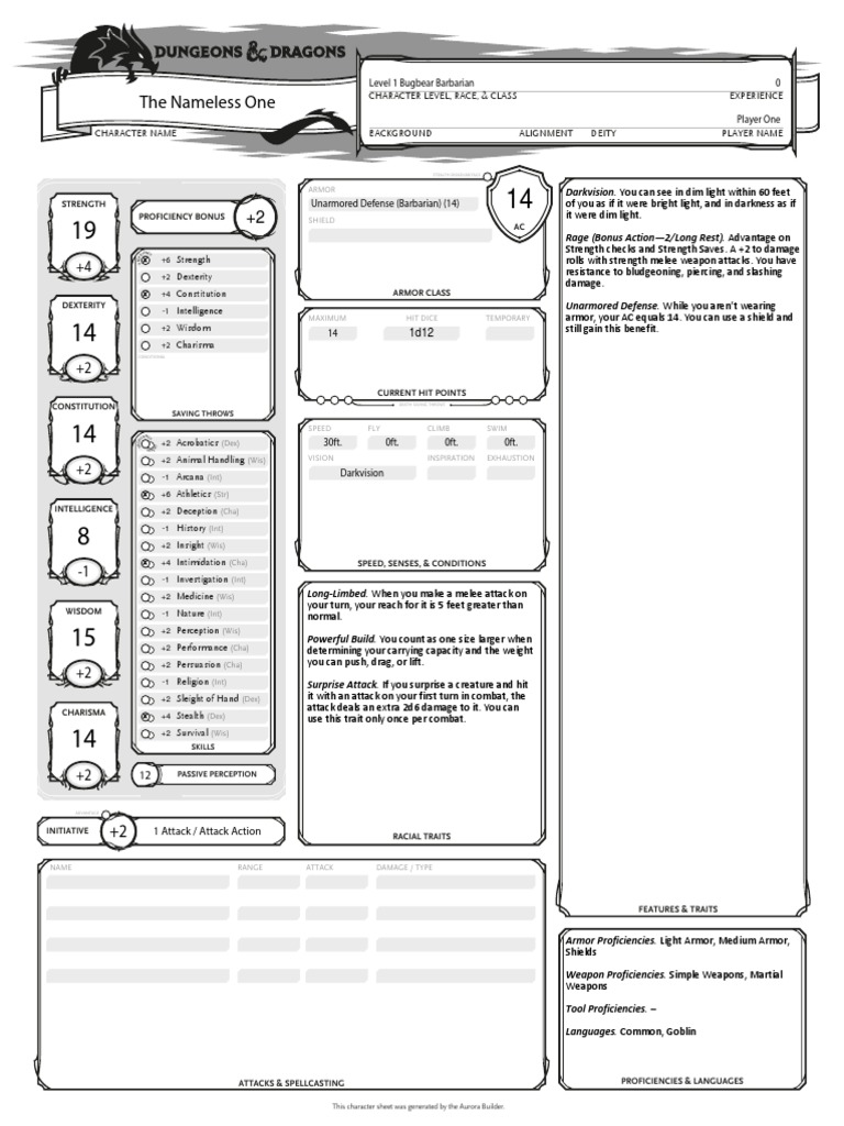 The Nameless One: Character Level, Race, & Class Experience | PDF ...