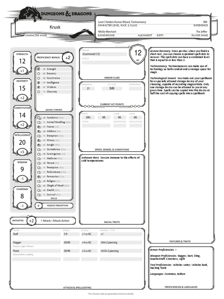 Krusk: Character Level, Race, & Class Experience | PDF | D20 System ...