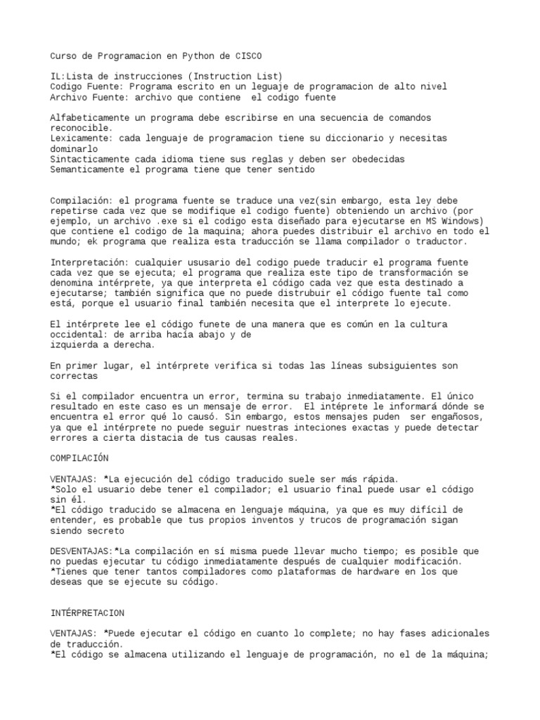 Curso Python | PDF | Compilador | Python (lenguaje de programación)