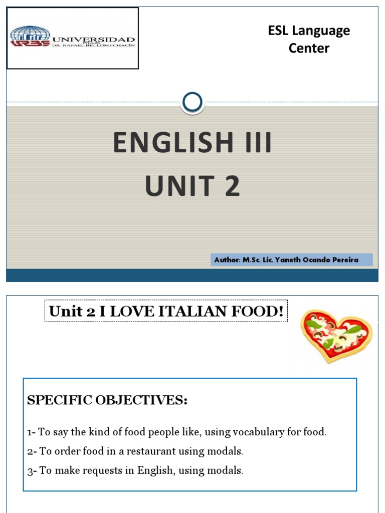 Unit 2 I Love Italian Food | PDF | Menu | Cuisine