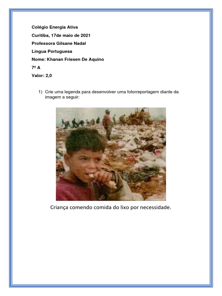 Atividades de Fotorreportagem para 7º Ano | PDF | Cérebro | Motocicleta