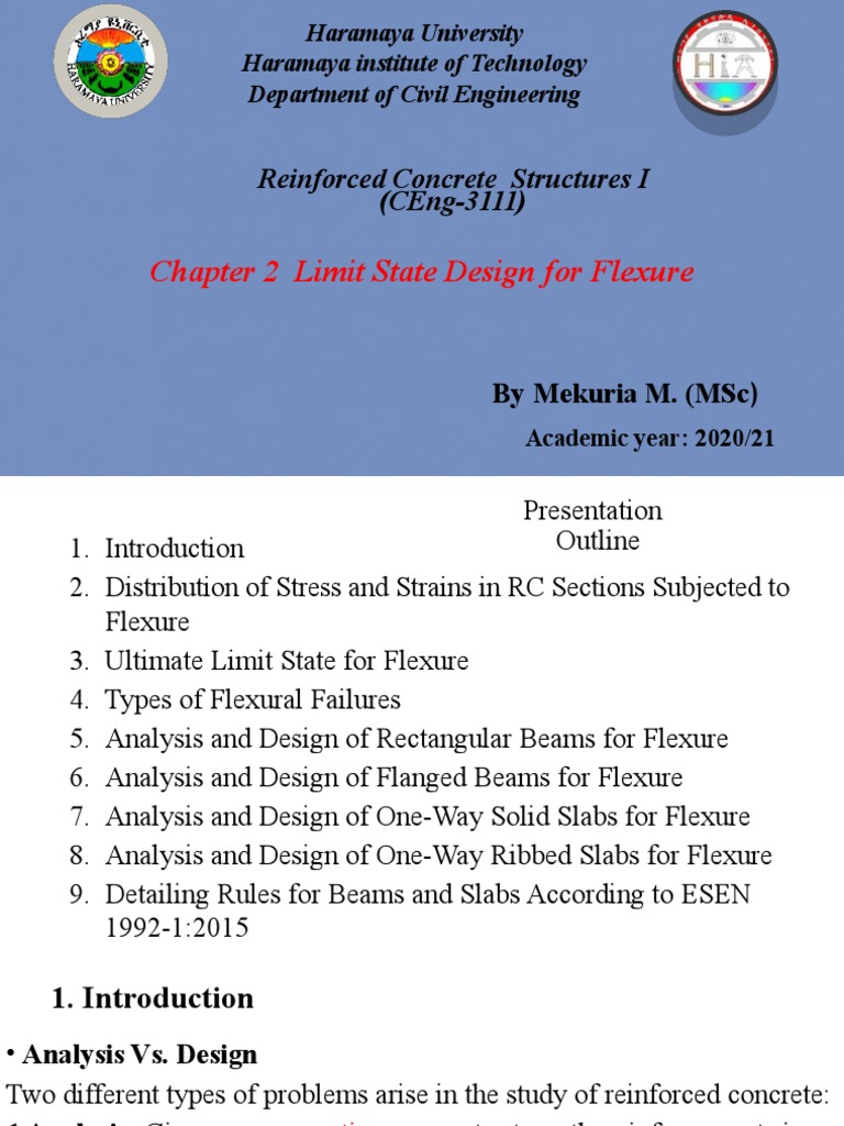 Chapter 2 Limit State Design For Flexure: Reinforced Concrete Structures I (Ceng-3111) | PDF ...
