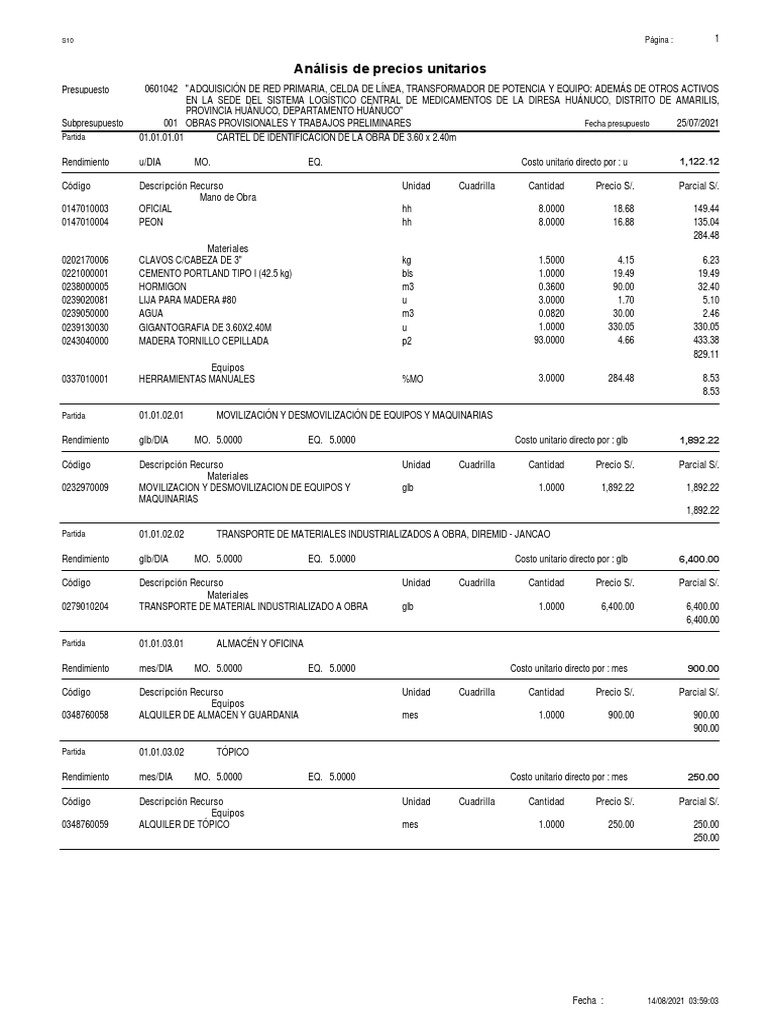 Acu 01 | PDF | Presupuesto | Economias