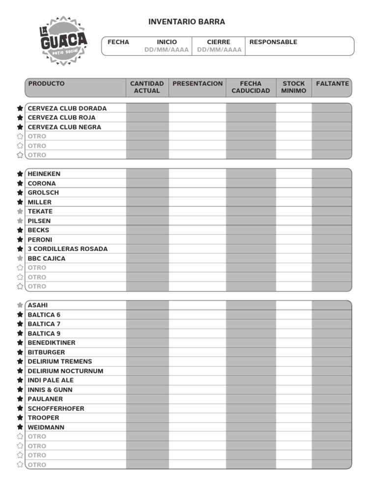 Formato Inventario Barra | PDF
