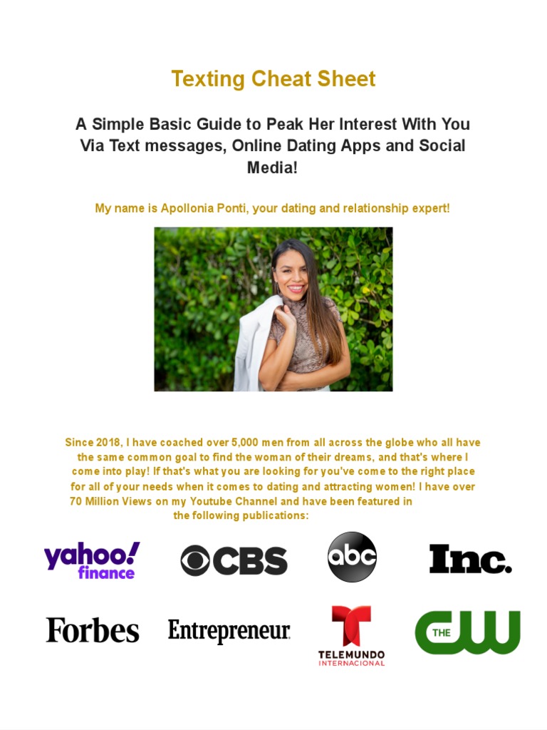Texting Cheat Sheet - Apollonia | PDF