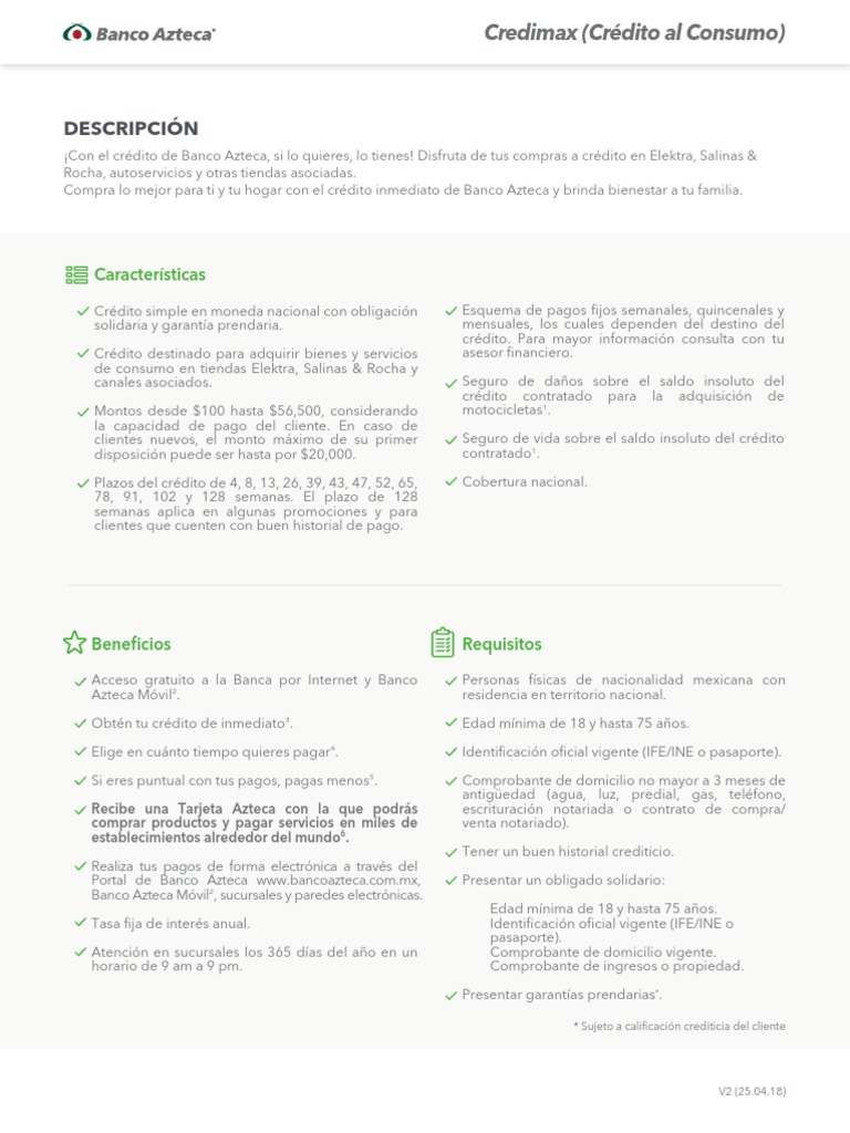 Crédito Credimax de Banco Azteca | PDF | Tarjeta de crédito | Bancos