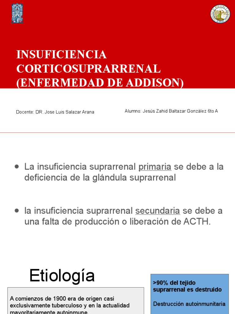 Enfermedad de Addison | PDF | Glándula suprarrenal | Hormona ...