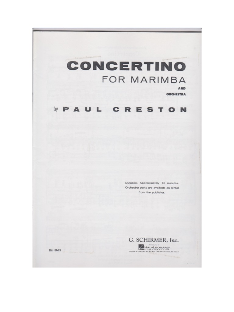 Concertino para Marimba y Orquesta P. Creston | PDF