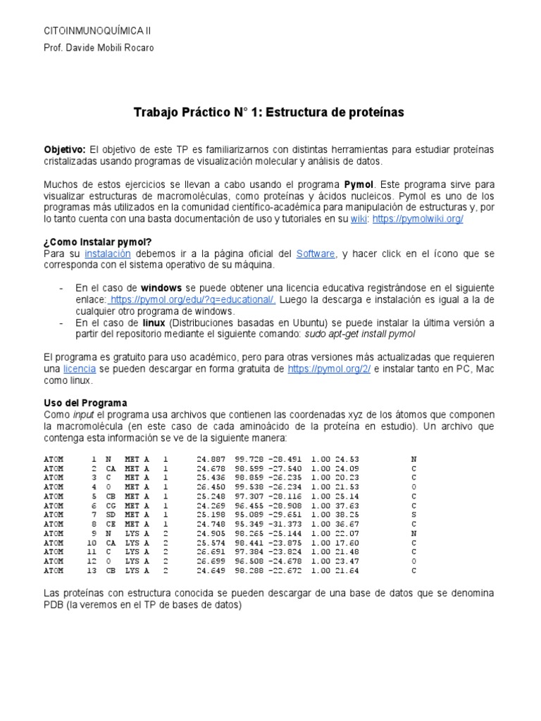 TP1-Estructura de Proteínas | PDF | Proteínas | Distribución de Linux