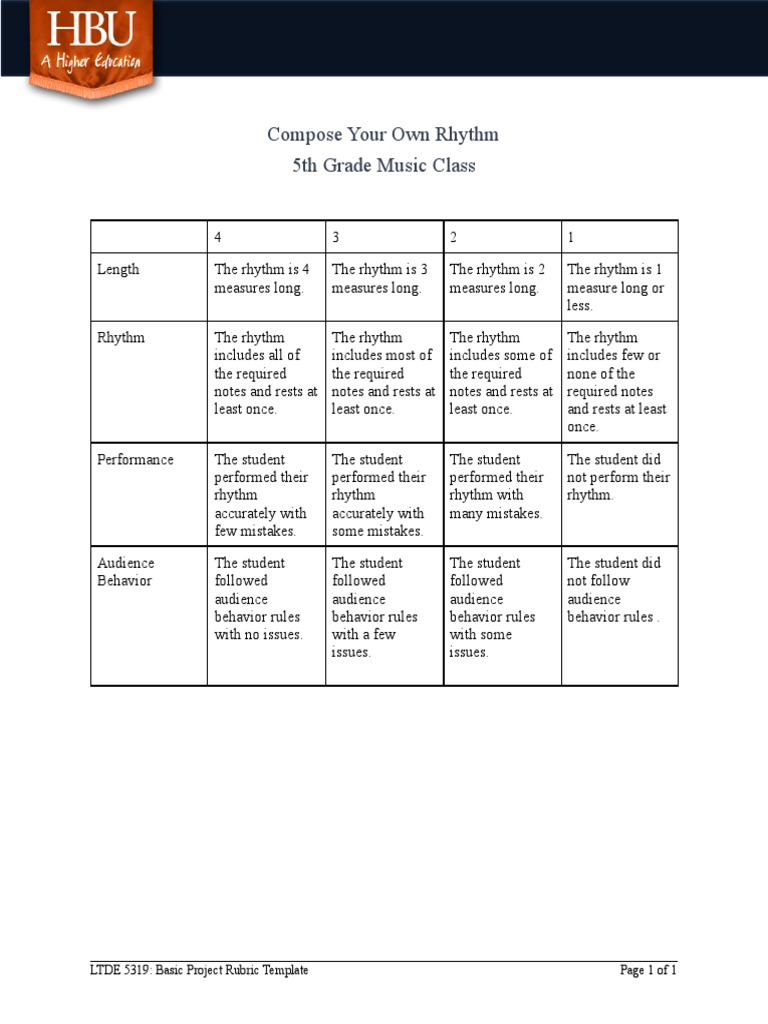 Rhythm Rubric | PDF