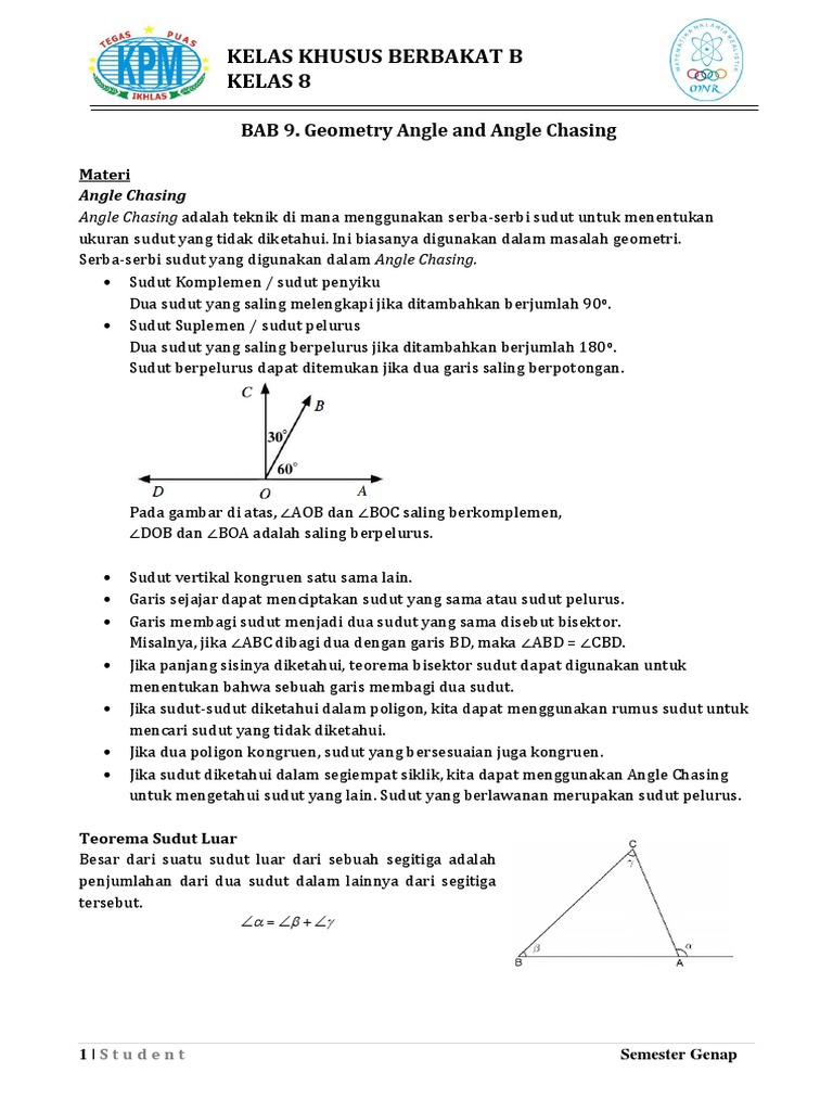 Materi 1-Berbakat B08-MTK-Geometry Angle and Angle Chasing | PDF