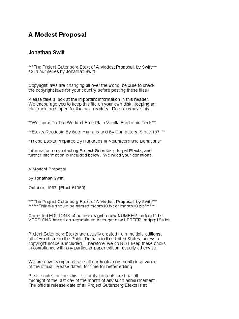 A Modest Proposal | PDF | Damages | E Text
