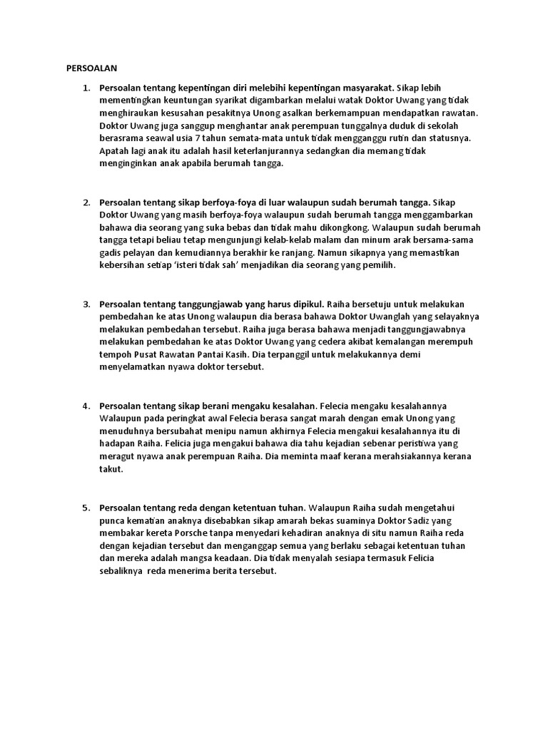 PERSOALAN Tentang Novel Pantai Kasih | PDF | Pengembangan Diri ...