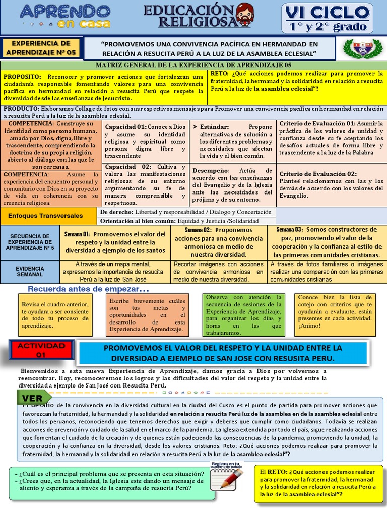 Eda 05 Vi Ciclo Actividad 01 Pdf Perú Aprendizaje