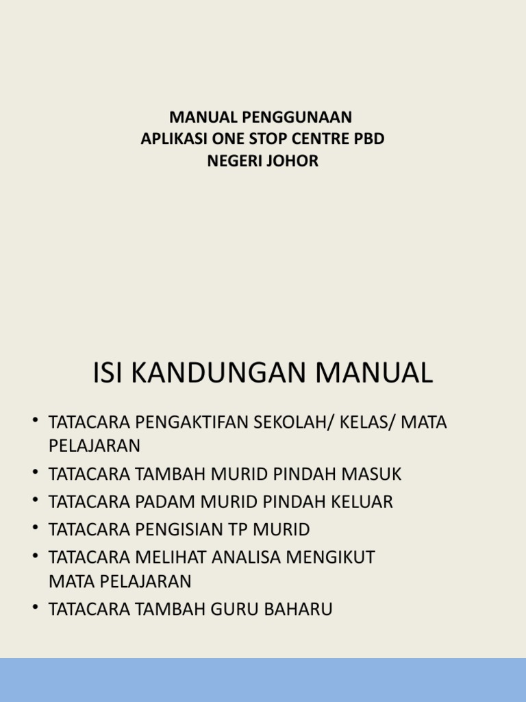 Manual Penggunaan OSC PBD Johor 2021 | PDF