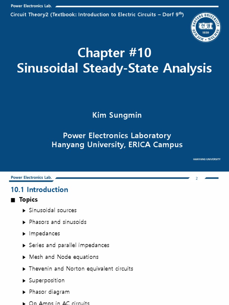 Chapter #10 Sinusoidal Steady-State Analysis: Kim Sungmin Power Electronics Laboratory Hanyang ...